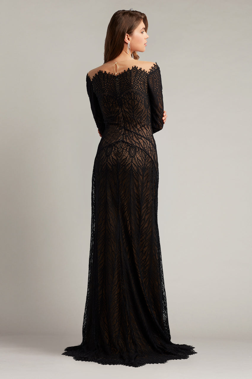 Marvin Illusion Lace Gown – Tadashi Shoji Official Online Boutique