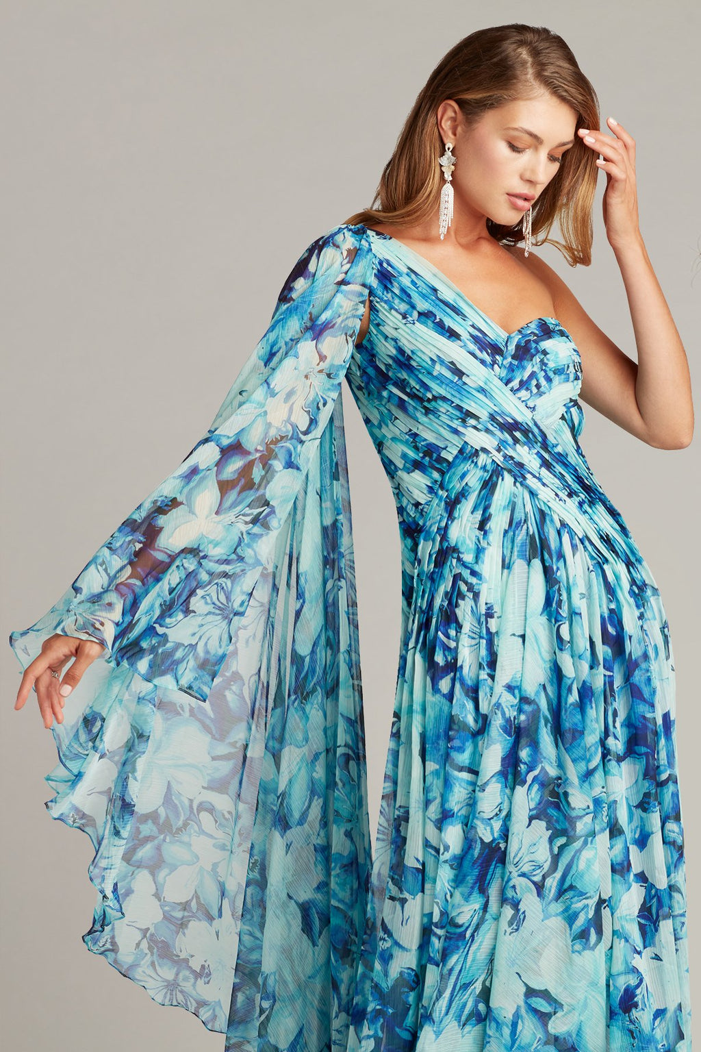 Josephine Cape Sleeve Chiffon Gown – Tadashi Shoji Official Online Boutique