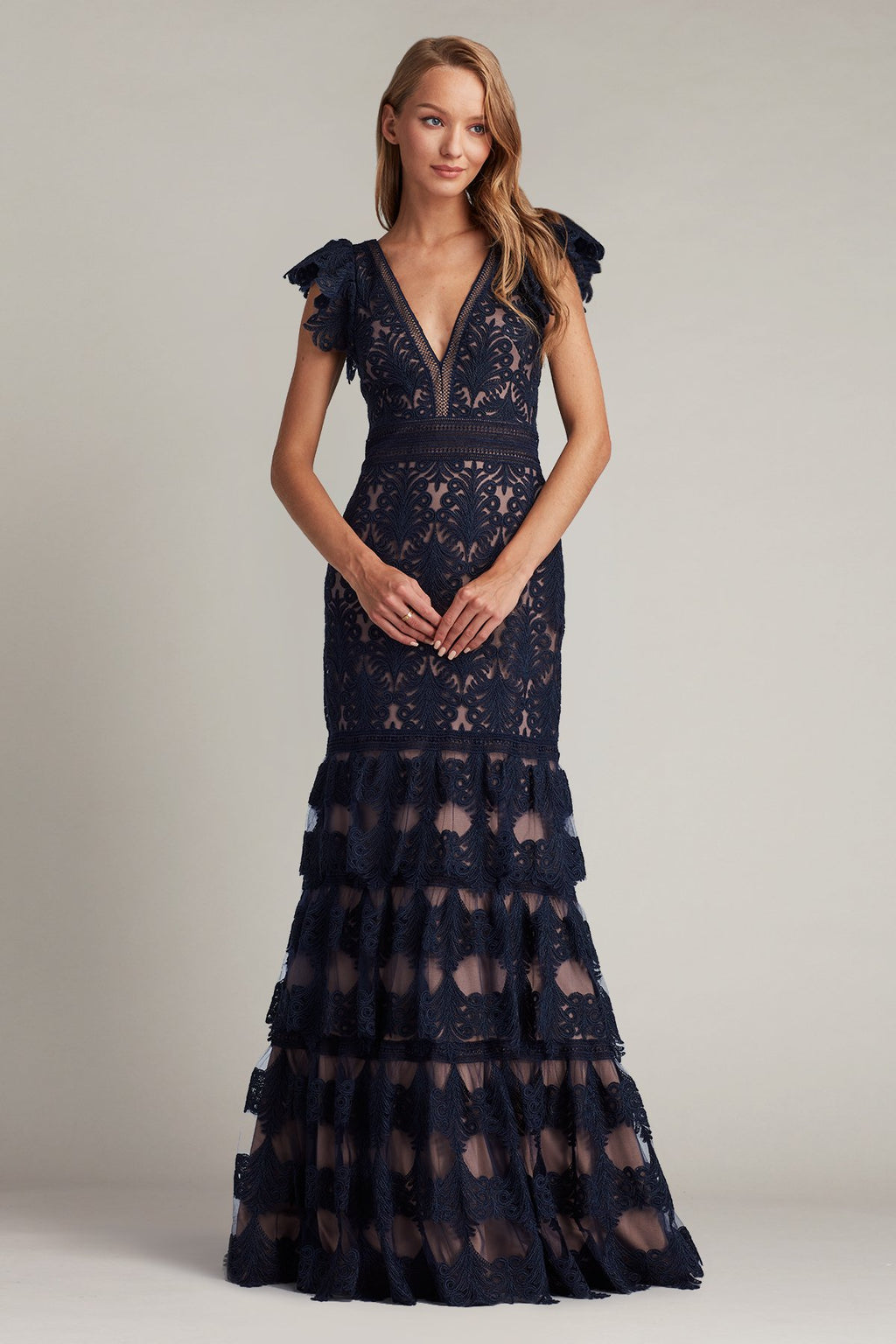 Rhone Tiered Embroidered Tulle Gown – Tadashi Shoji Official Online ...